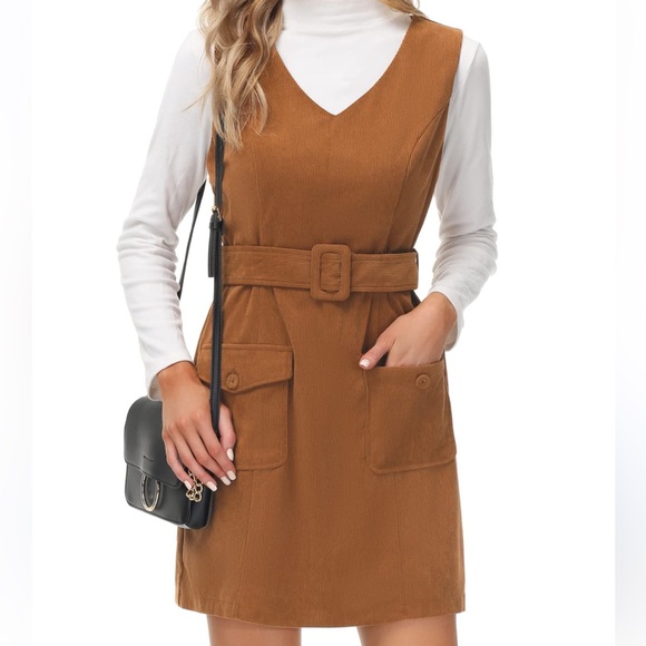 Kancy Kole | Dresses | Nwt Kancy Kole Brown Corduroy Pinafore Dress ...